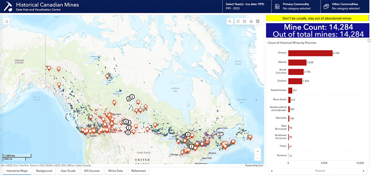 Centre de données et de visualisation des mines historiques canadiennes